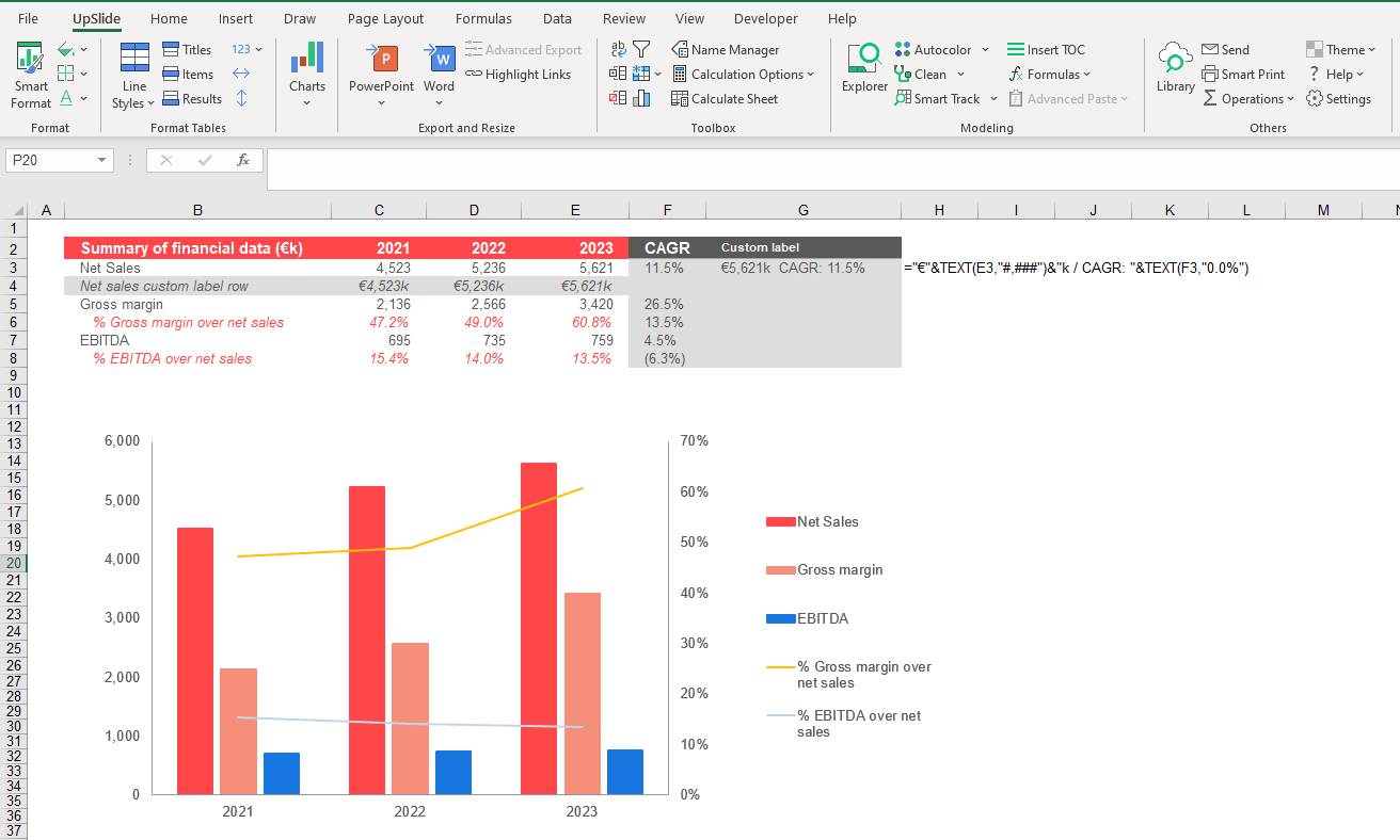 How to add a CAGR arrow in an Excel chart – UpSlide Help & Support