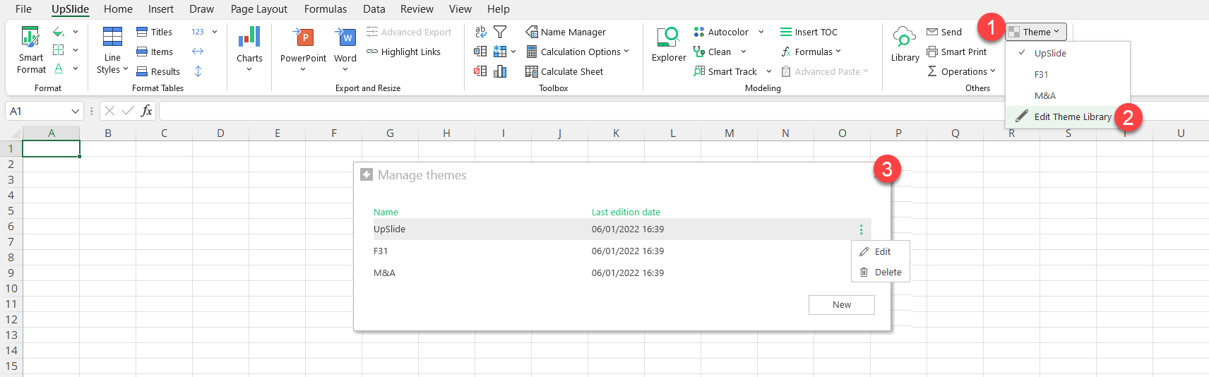 Excel: Manage Smart Format themes – UpSlide Help & Support
