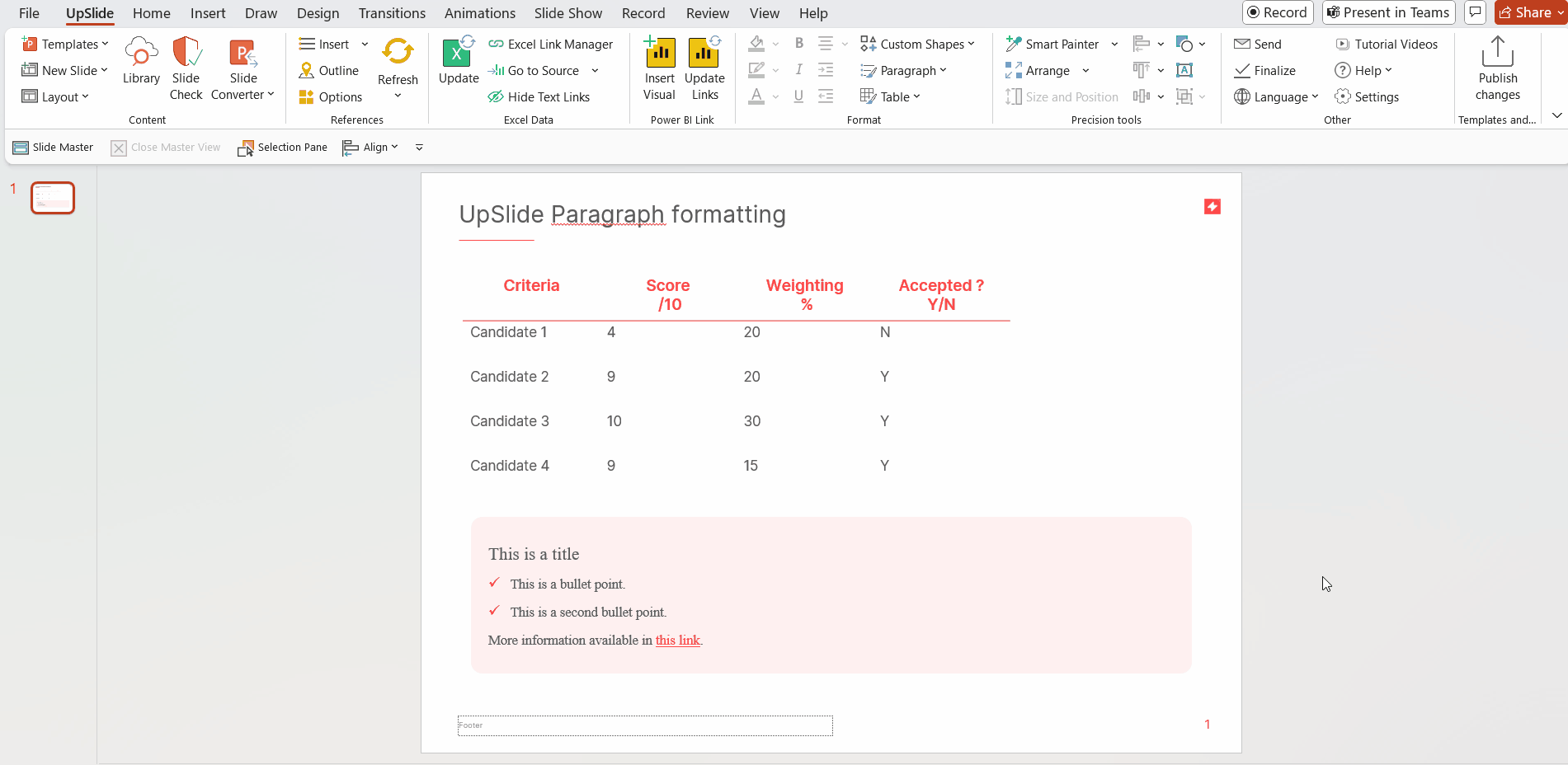 Formatting Text Shapes Tables And Accessing On Brand Bullets 